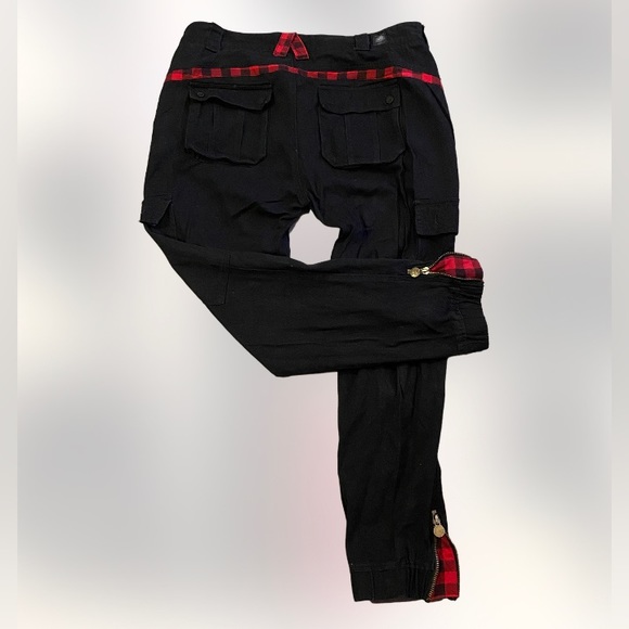 Born Fly | Pants | Y2k Born Fly Cargo Denim Black And Red Plaid Accent ...